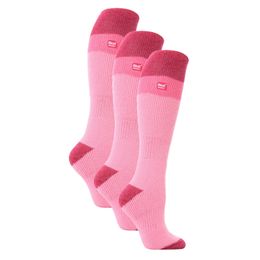 Heat Holders - 3er-Pack Ladies Thermal Knee High Ski Socks | WoMens Thick Winter 2.3 TOG Long Skiing Socks - Light Pink / Raspberry