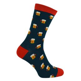 Herr Heron - Herren Bambus Socken | Neuheit Funky Socken | Gemusterte Argyle gestreiften Socken | Atmungsaktiv weich | Geschenke f&uuml;r ihn - Bier (Teal)