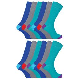 12 Paar Multipack Herren Schwarze Baumwollsocken | Sock Snob | Atmungsaktive Crew Socken mit gepolstertem Fersen- und Zehenbereich - Sortiert
