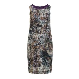 Satin Kleid mit abstraktem Print und Kontrast-Ausschnitt