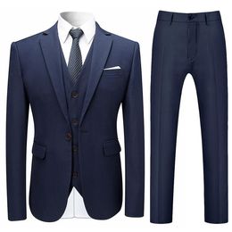 Allthemen 3-teiliger Slim Fit Anzug in Dunkelblau f&uuml;r formelle Hochzeit