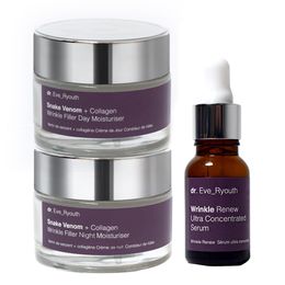 dr. Eve_Ryouth Schlangengift + Collagen Faltenf&cedil;ller Tagesfeuchtigkeitspflege 50ml + Schlangengift + Collagen Faltenf&cedil;ller Nachtfeuchtigkeitspflege 50ml + Wrinkle Renew Ultra Concentrated Serum 15ml