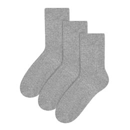 3 Paar Wollsocken f&uuml;r Damen | Steven | Atmungsaktive gepolsterte Damensocken Grau