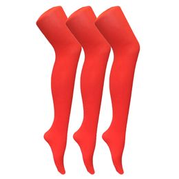 3 Paar Multipack Damen farbige undurchsichtige 80 Denier Strumpfhosen | Socken Snob | einfarbige Blockfarbe Strumpfhosen - Feuerrot