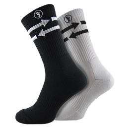 2 Paar Herren Pfeil Crew Socken | Zehenlappen | Gem&uuml;tliche klassische Crew-L&auml;nge Socken, ideal f&uuml;r Sport - Wei&szlig; / Schwarz