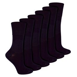 IOMI - 6 Pack Damen Diabetiker Bambus Socken | Extra breite nahtlose lockere nicht elastische Socken f&uuml;r Frauen - Schwarz