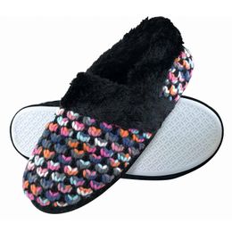 Dunlop - Damen niedlich flauschig Pl&uuml;sch Winter warm Luxus Komfort gestrickt Hausschuhe