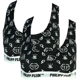 Philipp Plein Symbole Logo Schwarz Unterw&auml;sche Sport-BH Zwei-Pack