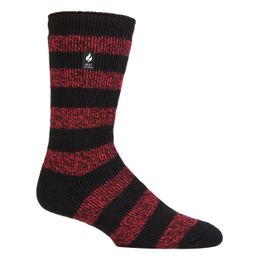 Heat Holders W&auml;rmehalter - Extra dicke Herren-Thermosocken f&uuml;r den Winter | Warme flauschige Fleece-Isoliersocken | Geschenke f&uuml;r M&auml;nner - Schwarz / Rot (Palermo)