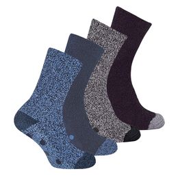 4 Paar Herren Bettsocken |Thermal Anti-Rutsch Fuzzy Slipper Socken - Grau / Blau