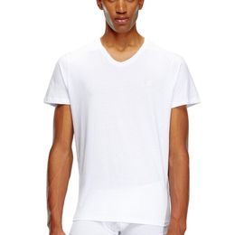 Weisses Diesel-T-Shirt mit tonalem Logo und V-Ausschnitt
