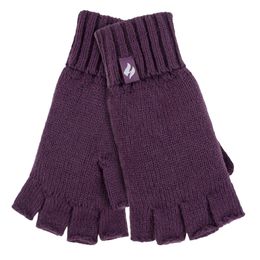 Heat Holders Solide gestrickte fingerlose Damenhandschuhe | W&Auml;RMEHALTER | Lila fest