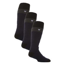 Heat Holders Thermische gestreifte Skisocken f&uuml;r M&auml;nner | Hochwertige W&auml;rmespeicher Extra lange Socken - Navy / Schwarz