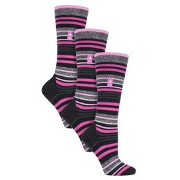 Heat Holders 3 Paar Multipack Ultra Lite Damen Skisocken | W&auml;rmehalter | Damen Funky Patterned Striped Knee High Socks - Black Stripe