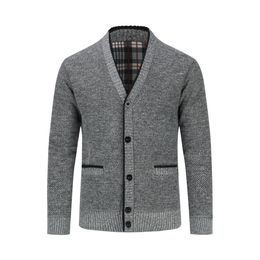 Allthemen Herren Strickjacke mit Zwei Taschen Knopf Stehkragen Strickjacke f&uuml;r den Winter Hellgrau