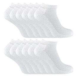 12 Paar Multipack Kinder Bambus-Trainersocken | Sock Snob | Schwarz oder Wei&szlig; Low Cut Running Socken f&uuml;r Jungen & M&auml;dchen - Wei&szlig;