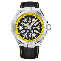 Schwarz und Gelb Gio Schweizer Automatik 44mm Skeleton