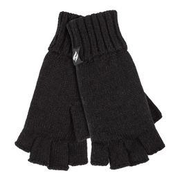 Ladies Solid Knitted Fingerless Gloves | Heat Holders | Schwarz