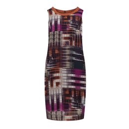 Satin Kleid mit geometrischem Print und Kontrast-Ausschnitt