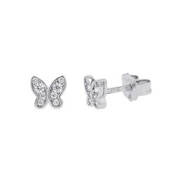 Paar Ohrstecker Tom Tailor "Schmuck Geschenk Silber 925 Schmetterling", silberfarben, kristallwei&szlig;, kristallwei&szlig;, Ohrringe, Jungen, Silber 925 (Sterlingsilber), mit Zirkonia (synth.)