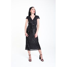 Midi-Wickelkleid mit Pailletteng&uuml;rtel