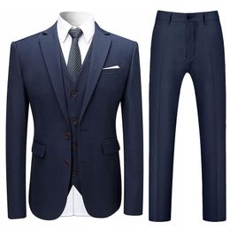 Allthemen 3-teiliger Slim Fit-Anzug f&uuml;r Herren in Marineblau