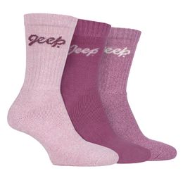 Womens Hiking Boot Socks | JEEP | Ladies Ribbed Outdoor Cushioned Socks with Reinforced Heel and Toe - Rose / Cream