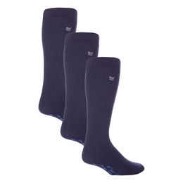 Heat Holders W&auml;rmehalter - 3 Paar Multipack Herren Pantoffelsocken mit Griffen f&uuml;r den Winter | dicke, rutschfeste Thermosocken f&uuml;r drinnen - Tiefblau