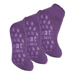 Heat Holders - 3-Paar-Multipack Damen-Slipper-Socken mit Grippern - lila