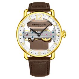 Braun und Gelbgold Br&uuml;cke Quarz 42mm