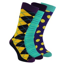 HS von Happy Socks - Herren 3er Pack Spa&szlig;ige modische Socken - Argyle (Lila)