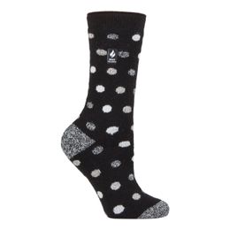 Heat Holders Lite - Womens isoliert thermische Socken | Mehrere Designs einschlie&szlig;lich Argyle Streifen Herzen Sterne | Warme Socken f&uuml;r den Winter - Schwarz / Wei&szlig; (Malaga)