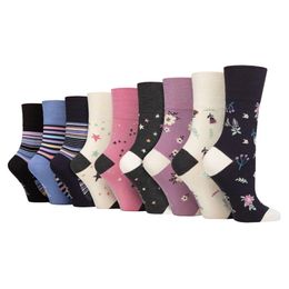 9er-Pack Bambus-Socken Damen | Gentle Grip | Extra Wide Soft Top Non Elastic Socken - SOLRM404142