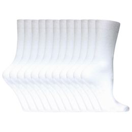 Einfarbige Damensocken mit hohem Baumwollanteil | 12 Paar Multipack | Socken-Snob | D&uuml;nne, bequeme, farbenfrohe Crew-S&ouml;ckchen f&uuml;r Damen in Wei&szlig;