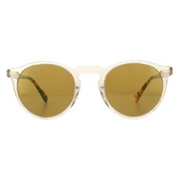 Oliver Peoples Runde Herren Sonnenbrille in Buff und Dunkel Schildpatt mit Goldspiegelglas