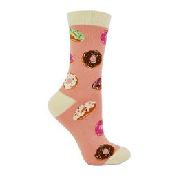 Miss Sparrow - Damen Bambus Socken | Neuheit gemusterten gestreiften Polka Dot Socken | atmungsaktiv weich | Geschenke f&uuml;r Sie - Donuts (Pink)