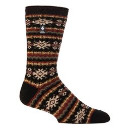 Mens Nordic Socks | Heat Holders | Breathable Lite Extra Warm Winter Thermal Socks - Black/Olive