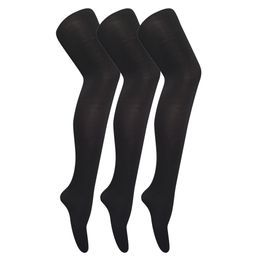 3 Paar Multipack Damen farbige undurchsichtige 80 Denier Strumpfhosen | Socken Snob | einfarbige Blockfarbe Strumpfhosen - Schwarz