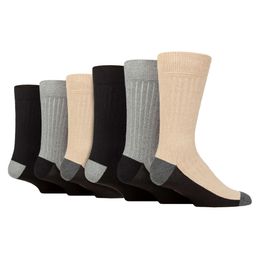6er-Pack Herren-Stiefelsocken | Wildfeet | Baumwollsocken zum Wandern, Spazierengehen & Laufen - Schwarz / Grau / Beige