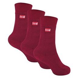 3 Paar Multipack Kinder Thermosocken | THMO | Gerippte weiche Oberseite Fleece flauschige innere warme Socken f&uuml;r Jungen & M&auml;dchen - Fuchsia