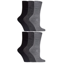Gentle Grip - 6 Paar Damen Diabetiker-Socken mit Honigkamm-Oberteil und handgekettelten Zehenn&auml;hten - Grau 36