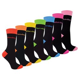 7er-Pack Damen Socken der Wochentage | Sock Snob | Schwarze ausgefallene Socken f&uuml;r Damen - DOTW
