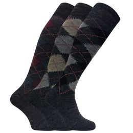 3 Paar Herren Extra Lange Kniehohe Argyle Lambs Wool Dress Socken