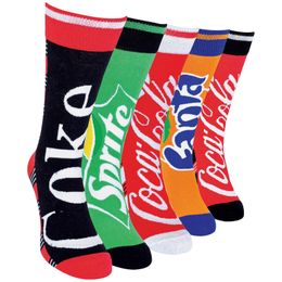 Coca-Cola Coca Cola - 5 Pack Unisex bunt gestreift Spa&szlig; Neuheit Markenlogo Baumwolle Socken f&uuml;r M&auml;nner und Frauen - CM549