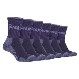 JEEP 6 Paar Multipack Damen Baumwolle atmungsaktive gepolsterte Wandersocken | Gepolsterte Anti-Blister-Crew-Trekkingsocken f&uuml;r Damen Lila / Lila