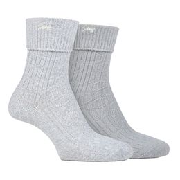 Damen Turn Cuff Socken | JEEP | Walking Boot Socken Frauen, Komfortable Performance Polyester Socken - Schiefer / Wei&szlig;