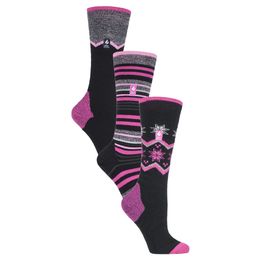 3 Paar Assorted Multipack Ultra Lite Womens Ski Socks | Heat Holders | Womens Funky Retro Knee High Socks - Mix 2