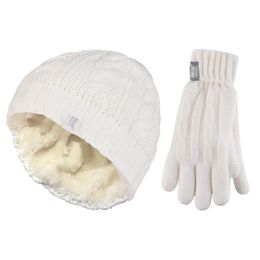 Heat Holders - Damen M&uuml;tze & Handschuhe Set f&uuml;r den Winter - Creme