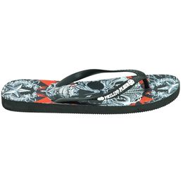 Philipp Plein Totenkopf Schwarze Flip Flops