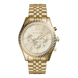 Herrenuhr der Marke Michael Kors in der Farbe Gold. Das Geh&auml;use hat einen Durchmesser von 45 mm. Marke: Michael KorsModellname: MK8281Kategorie: HerrenarmbanduhrMaterialien: EdelstahlFarbe: GoldZeitmesser: Quarz